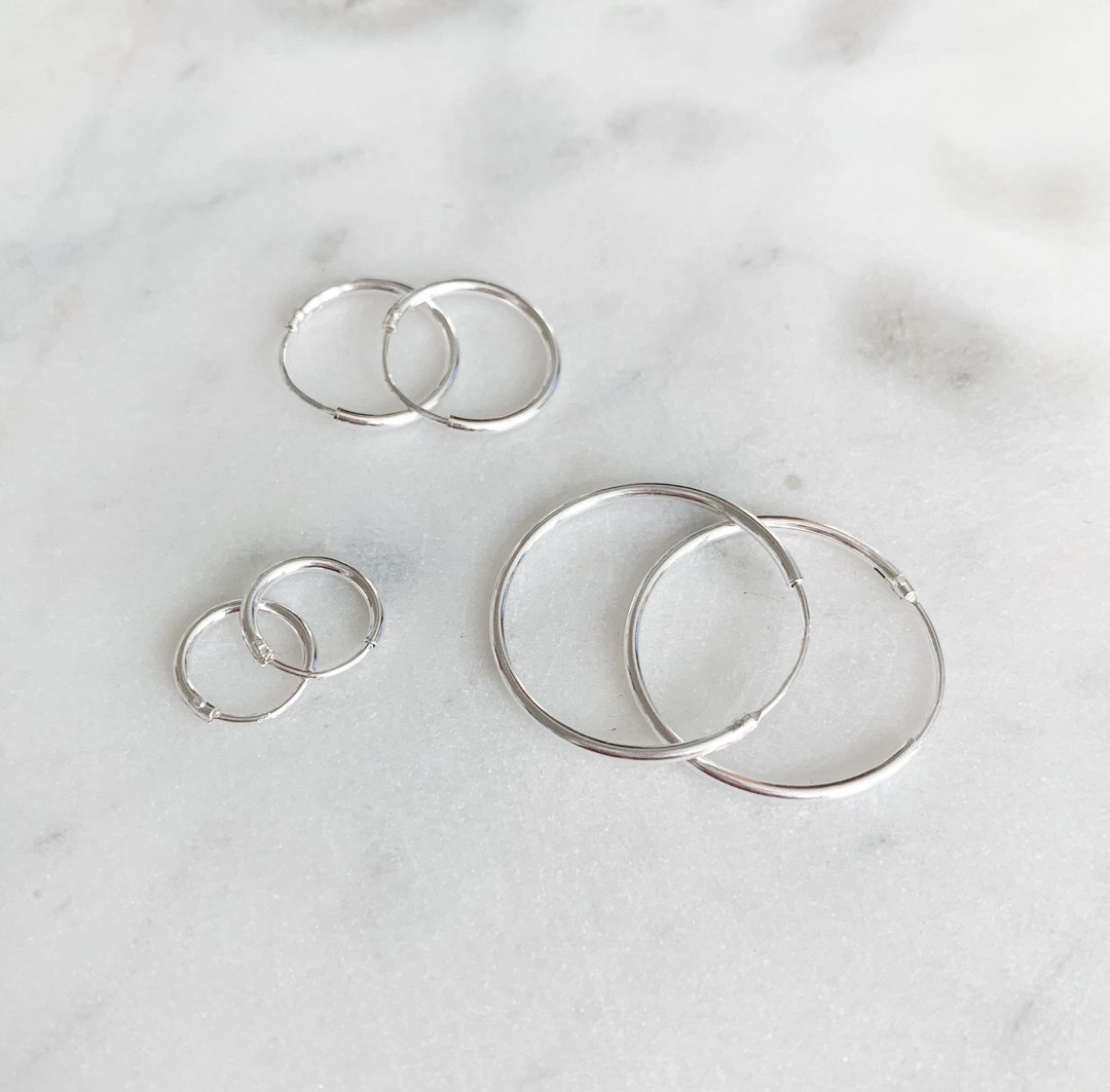 Endless Hinged Hoops | Huggies | .925 Sterling Silver | 10mm | 14mm ...