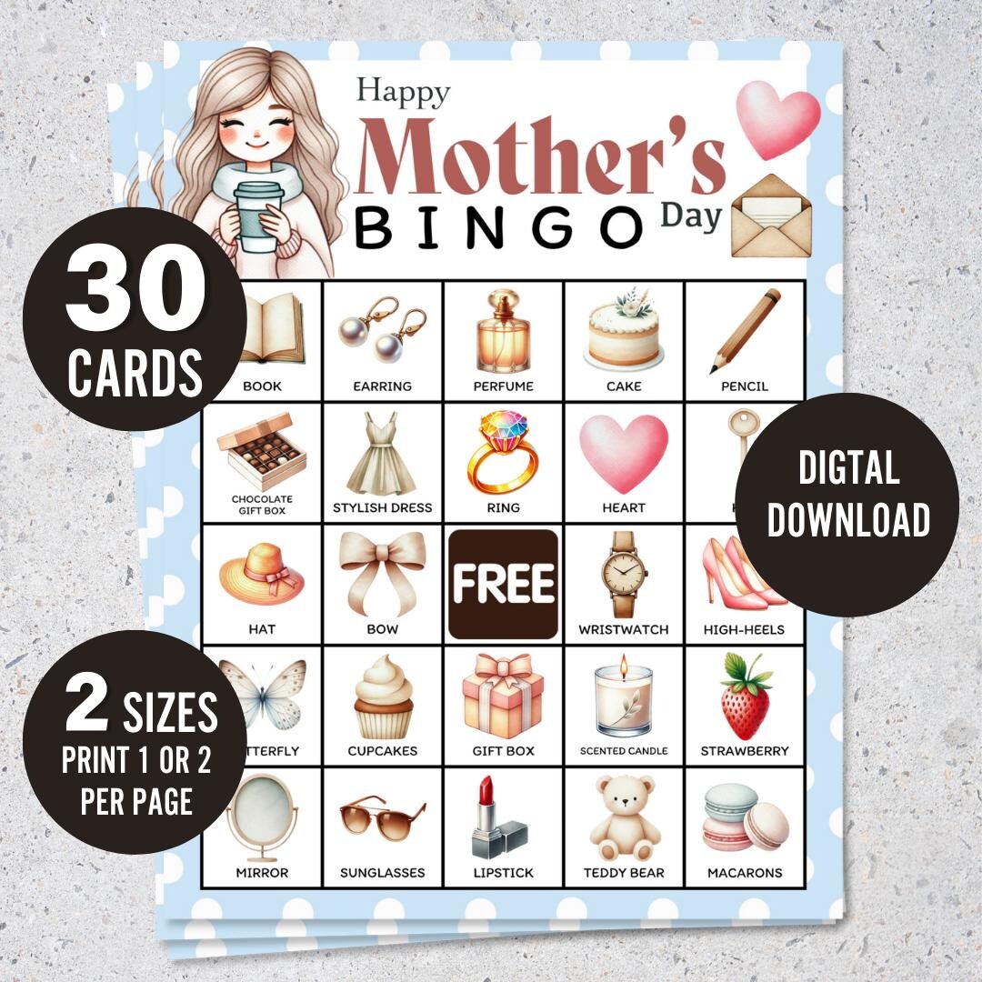 Mother’s Day Bingo Printable, Fun Bingo Game for Mom, Digital Download ...