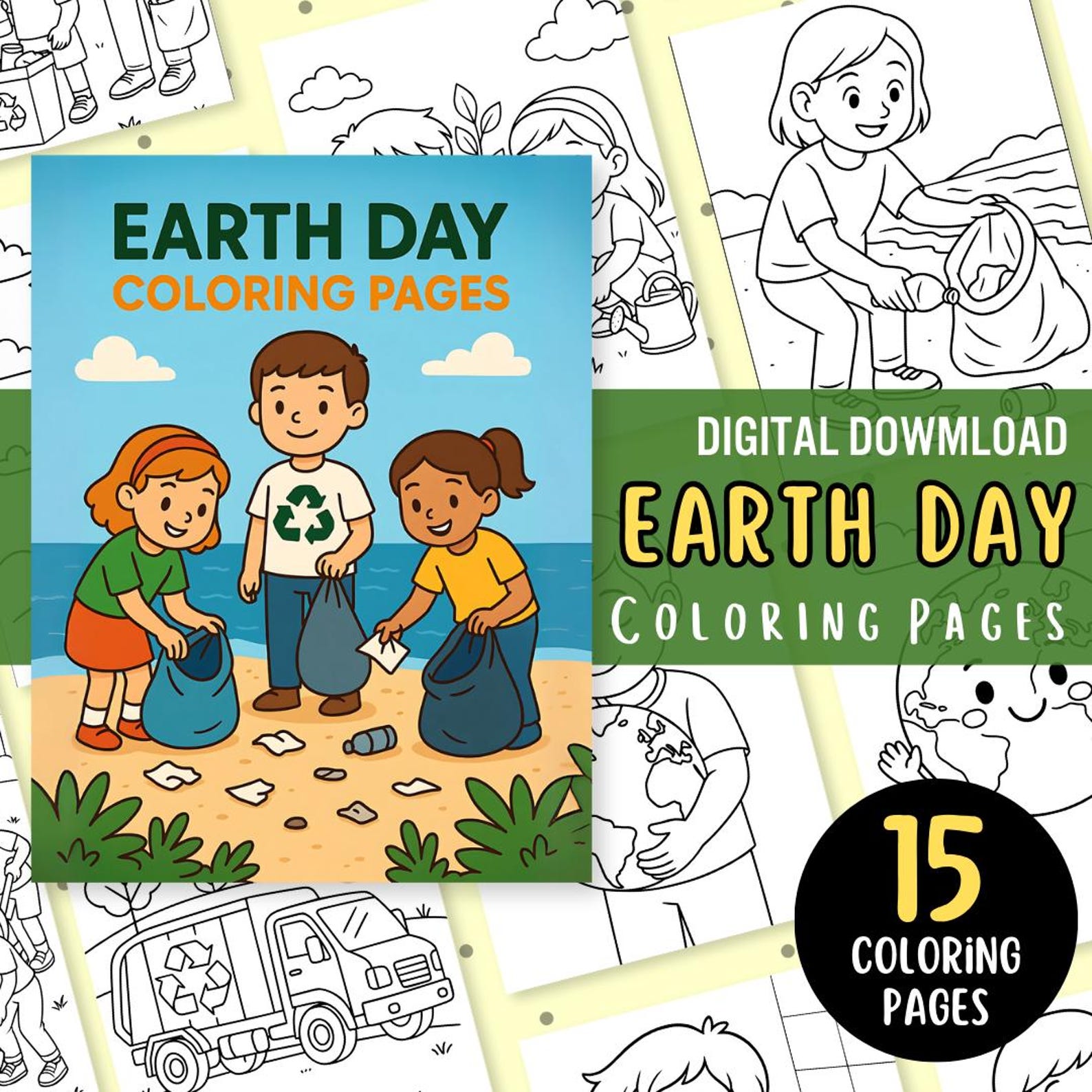 Earth Day Coloring Pages for Kids, Fun Eco Activities, Printable PDF ...