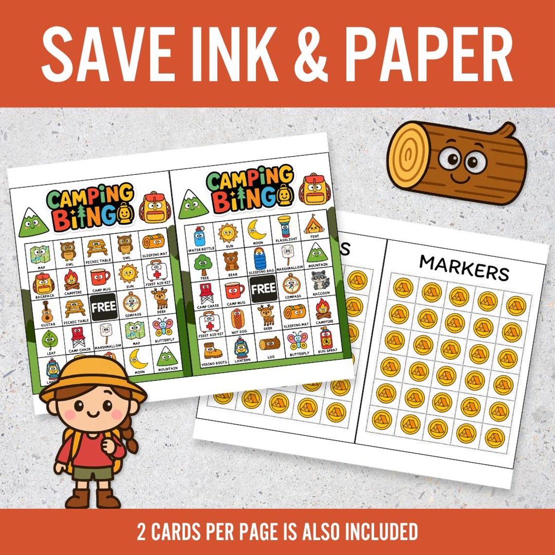 Camping Bingo Game for Kids Printable – 30 Cute Cards + Call Outs ...
