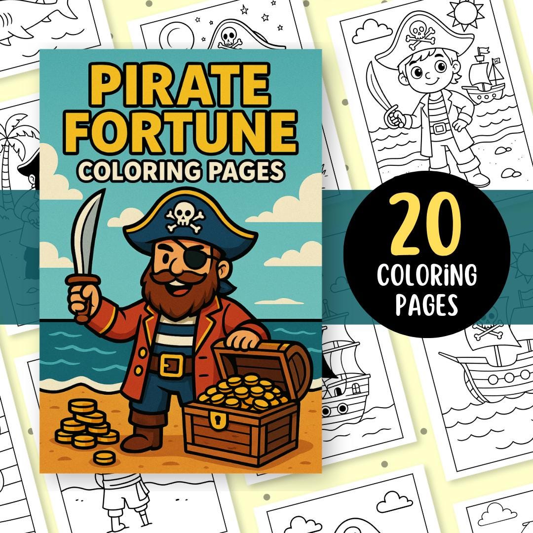 Pirate Fortune Coloring Pages for Kids – Fun Treasure Hunt Pirate ...