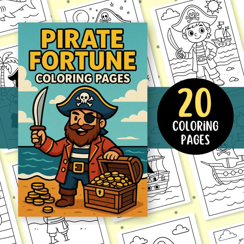Pirate Fortune Coloring Pages for Kids – Fun Treasure Hunt Pirate ...