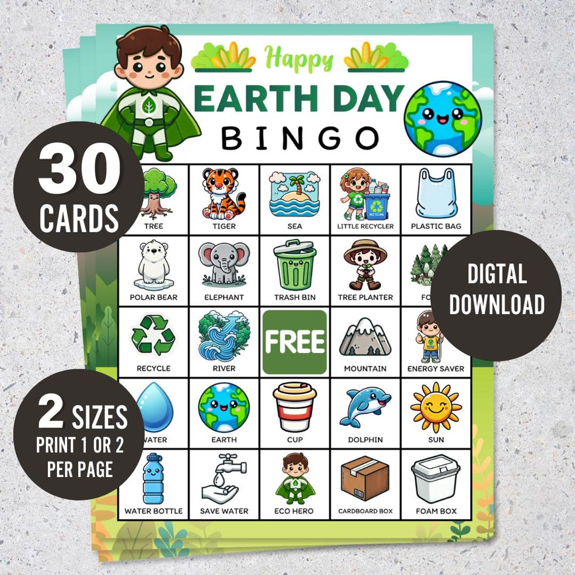Earth Day Bingo Printable, Fun Eco Friendly Game, Kids Educational ...