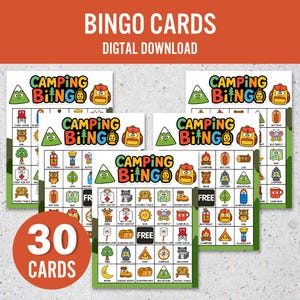 Camping Bingo Game for Kids Printable – 30 Cute Cards + Call Outs ...