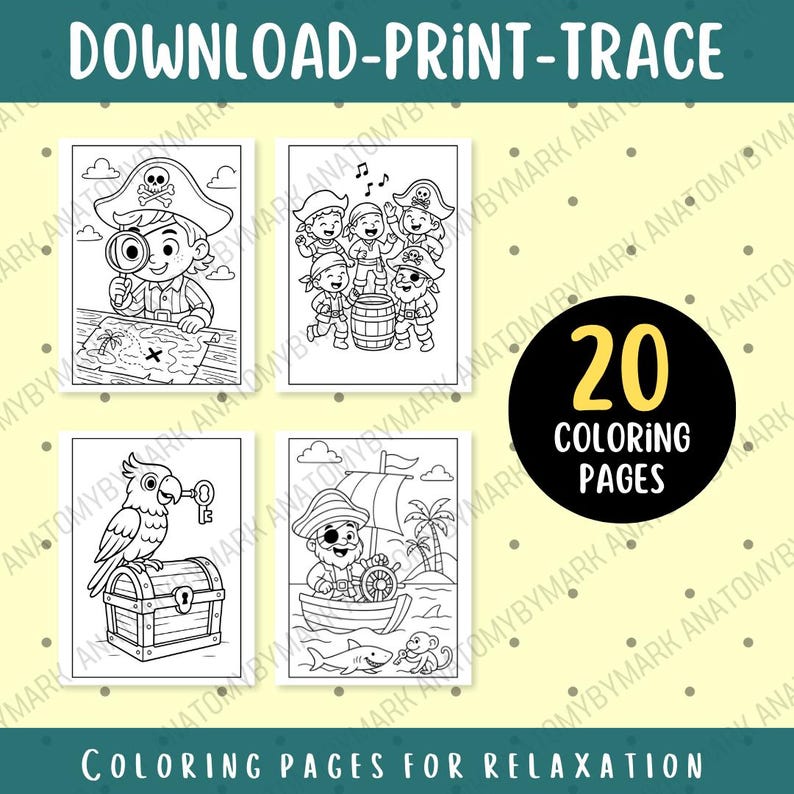 Pirate Fortune Coloring Pages for Kids – Fun Treasure Hunt Pirate ...