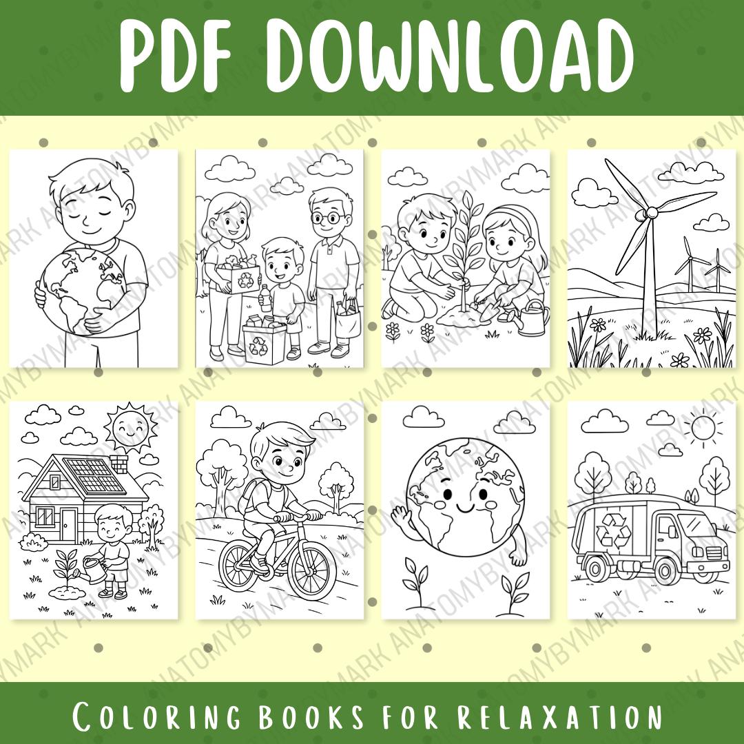 Earth Day Coloring Pages for Kids, Fun Eco Activities, Printable PDF ...