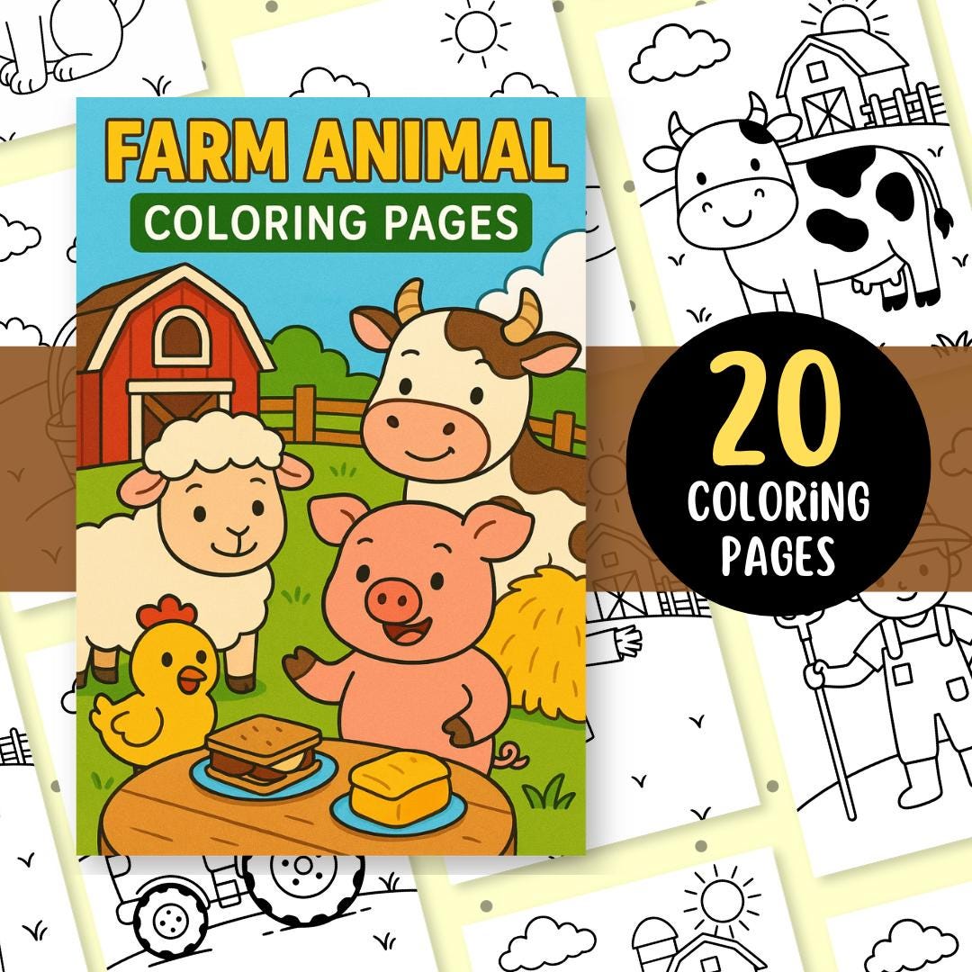 Farm Animal Coloring Pages – 20 Cute Barnyard Printable Designs for ...