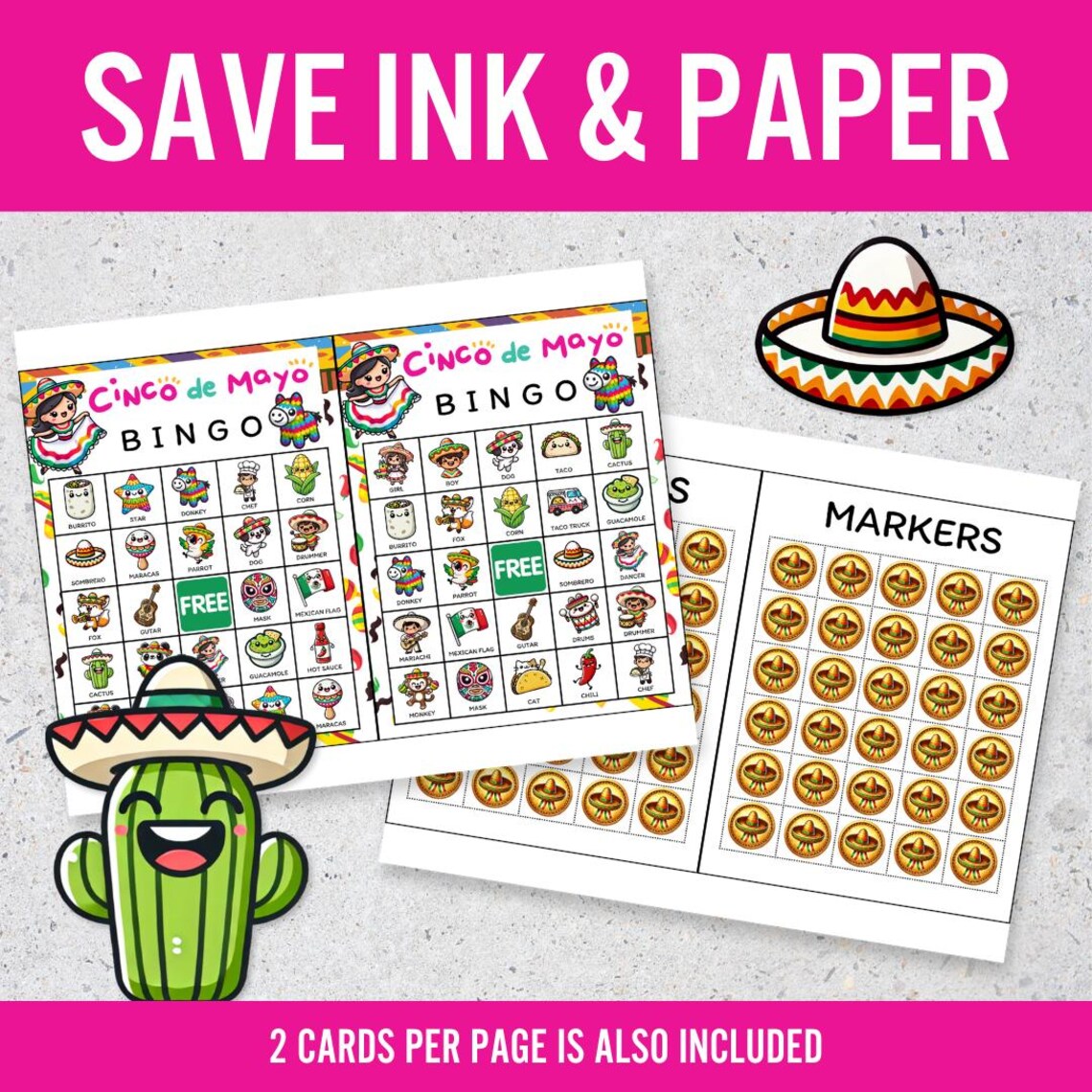 Cinco De Mayo Bingo Printable, Fun Party Game, Kids Educational Bingo ...