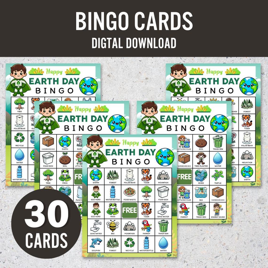 Earth Day Bingo Printable, Fun Eco Friendly Game, Kids Educational ...