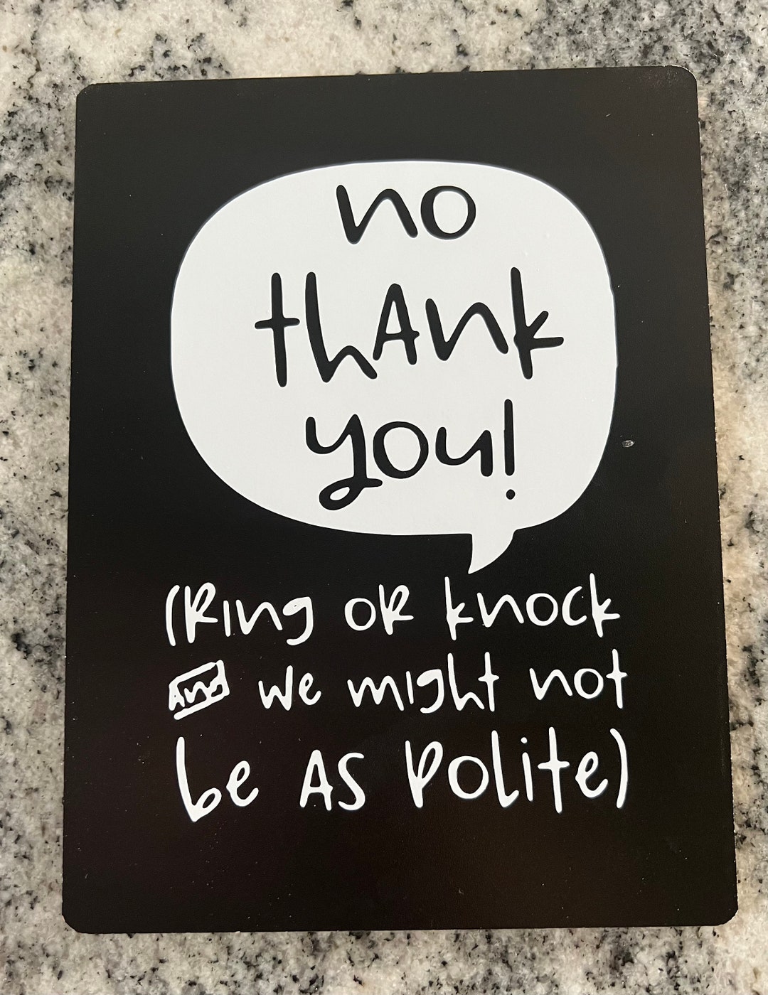 No Thank You Sign Ring or Knock, We Might Not Be so Polite - Etsy