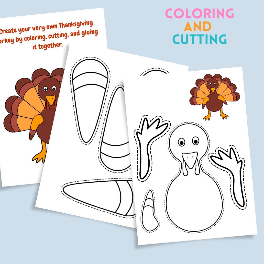 Thanksgiving Turkey by Coloring, Cutting, and Gluing It Turkey in ...