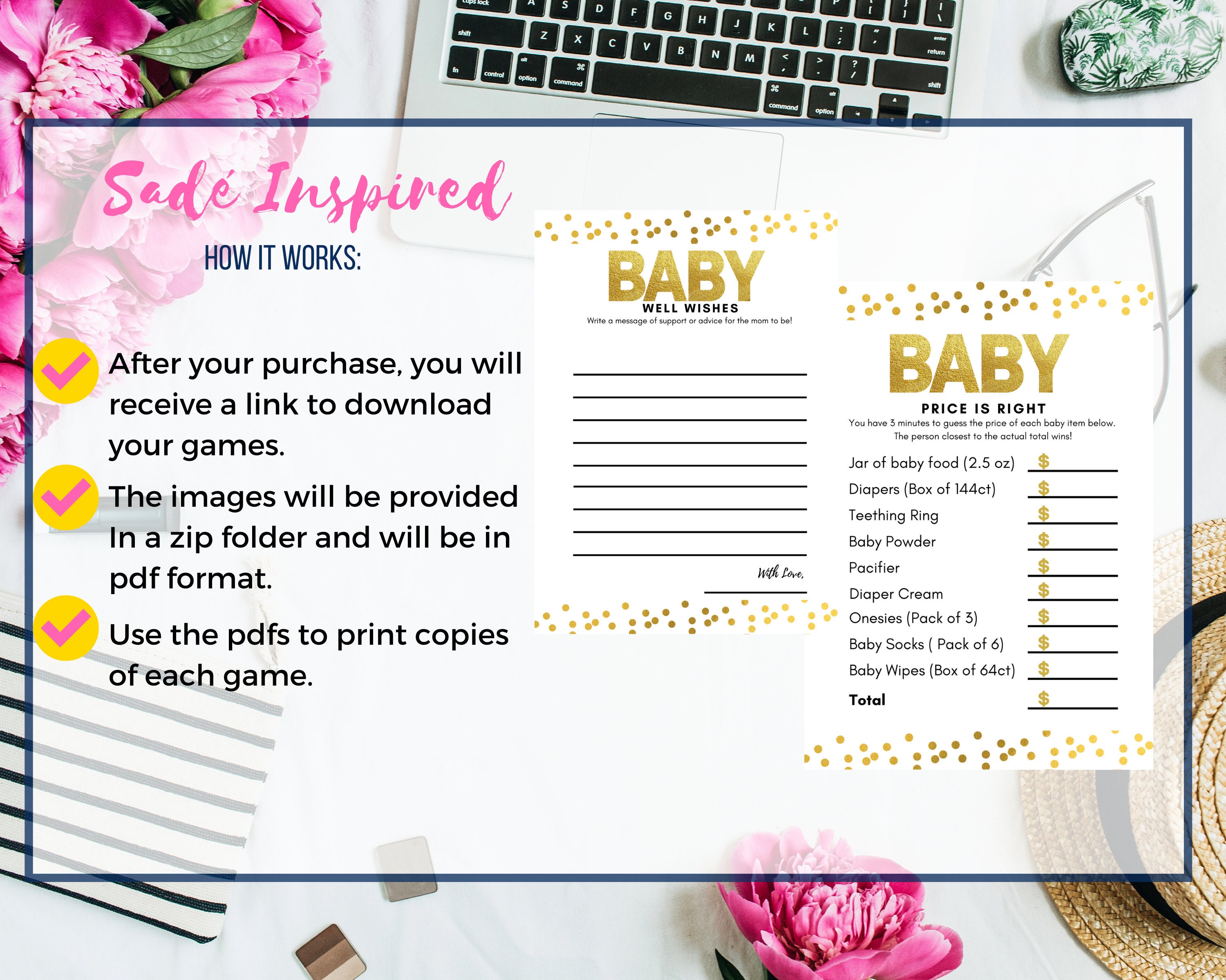 Sparkly Gold Printable Baby Shower Games Bundle Classic Fun - Etsy