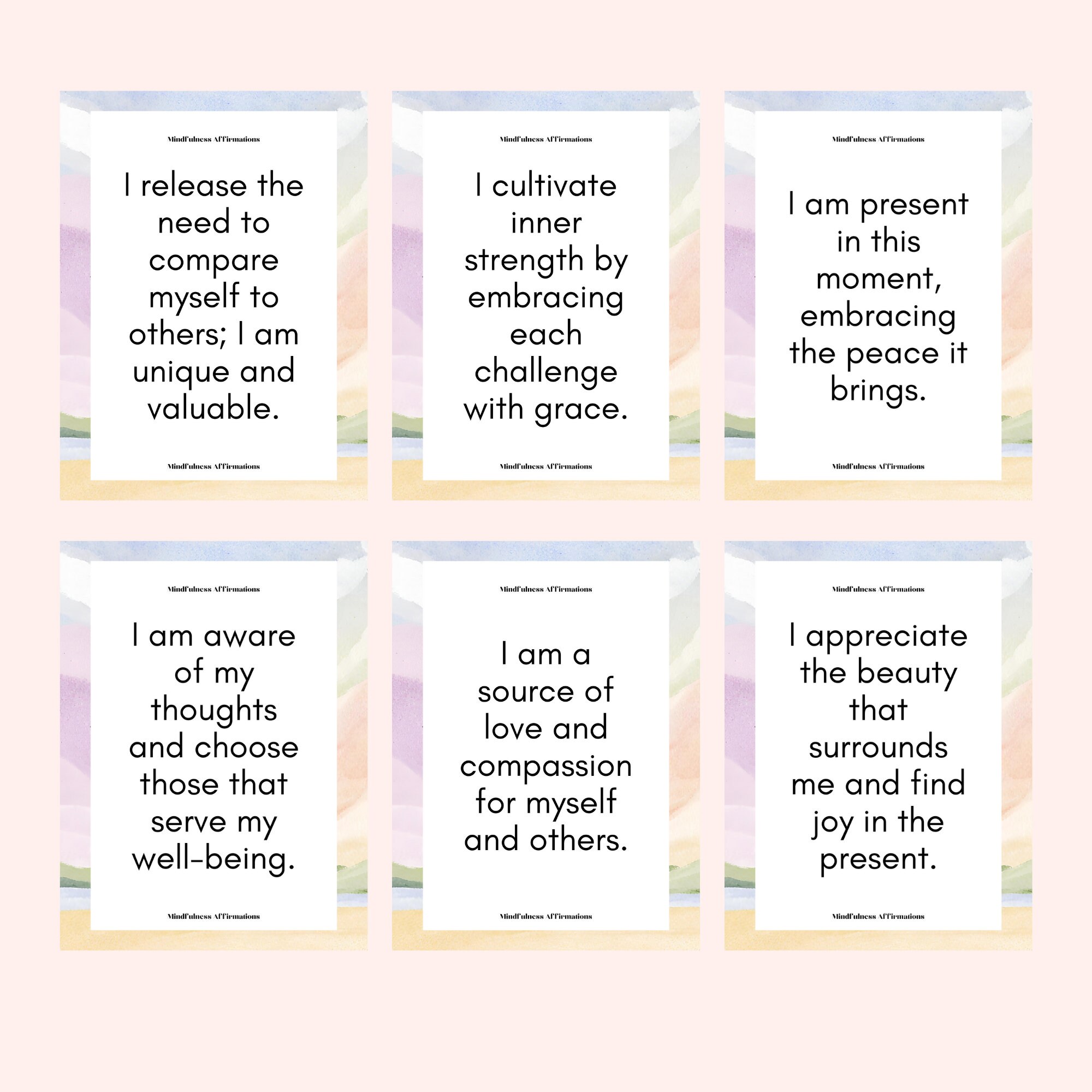 Printable Mindful Moments Affirmation Cards Cultivate Inner Peace and ...