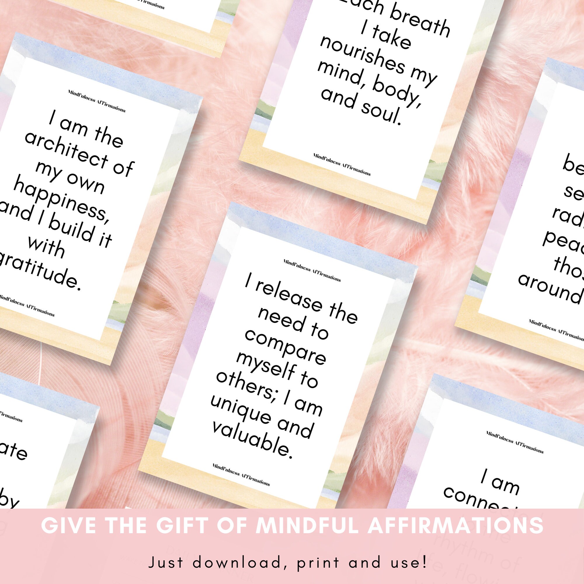 Printable Mindful Moments Affirmation Cards Cultivate Inner Peace and ...