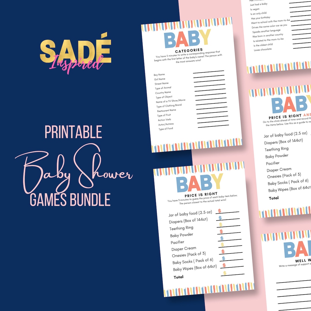 Baby Shower Game Bundle: Colorful & Classic Fun for Everyone! - Etsy