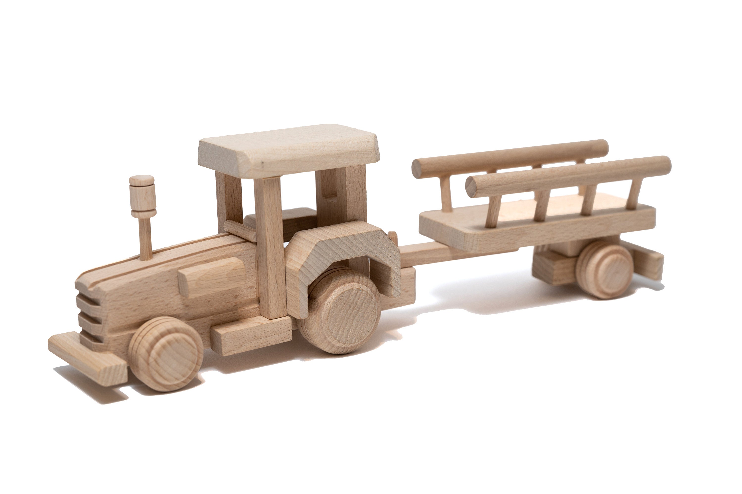 Wooden Tractor & Trailer Toy Personalised CHOOSE YOUR COLOURS | Etsy