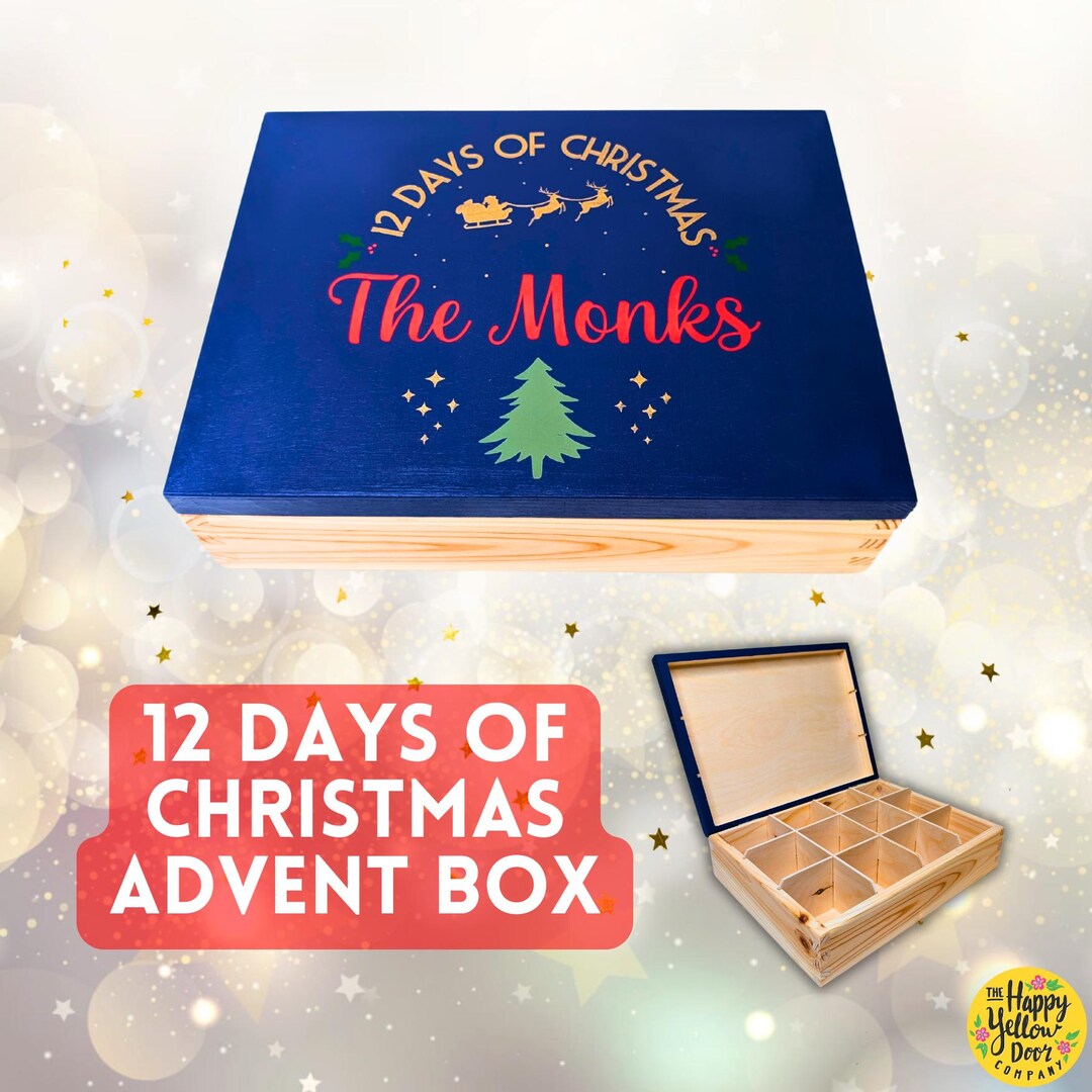 Advent Calendar Box - Personalised 12 Days of Christmas Keepsake ...