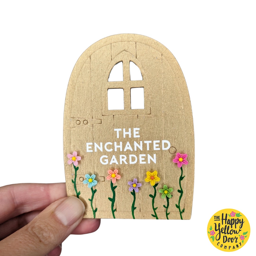 Personalised Fairy Door Pretty Floral CHOOSE YOUR COLOURS Miniature ...