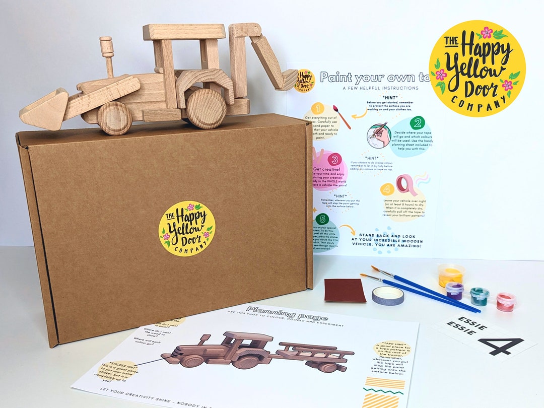 Paint Your Own Digger Excavator Wooden Toy Personalised CHOOSE - Etsy