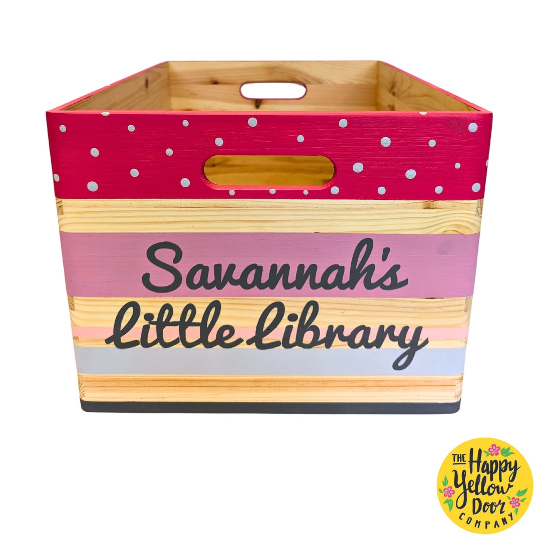 Personalised Wooden Book Box, Spotty Painted Storage Crate - Etsy UK