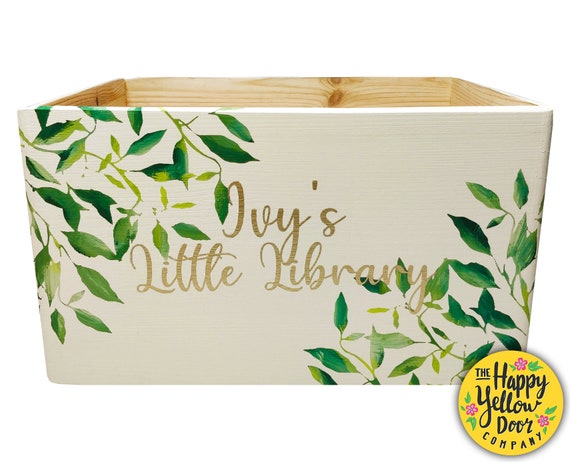Little Library Book Box Leaves Crate Personalised CHOOSE YOUR - Etsy