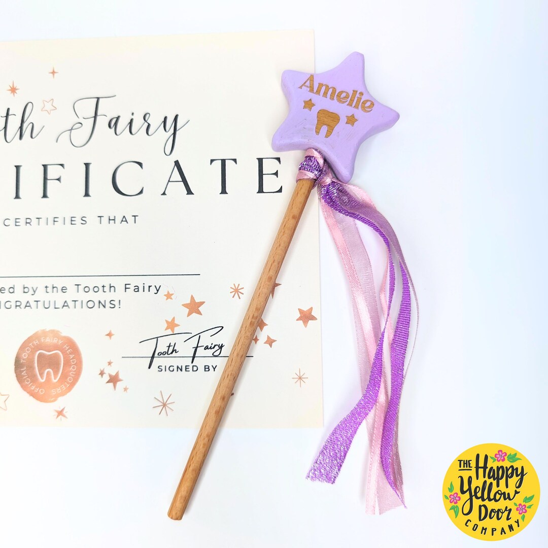Personalised Tooth Fairy Wand CHOOSE YOUR COLOURS Wooden Star Magic ...