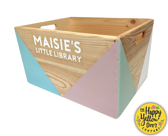 Book Crate Storage Box Personalised Bookcase Nook CHOOSE YOUR - Etsy