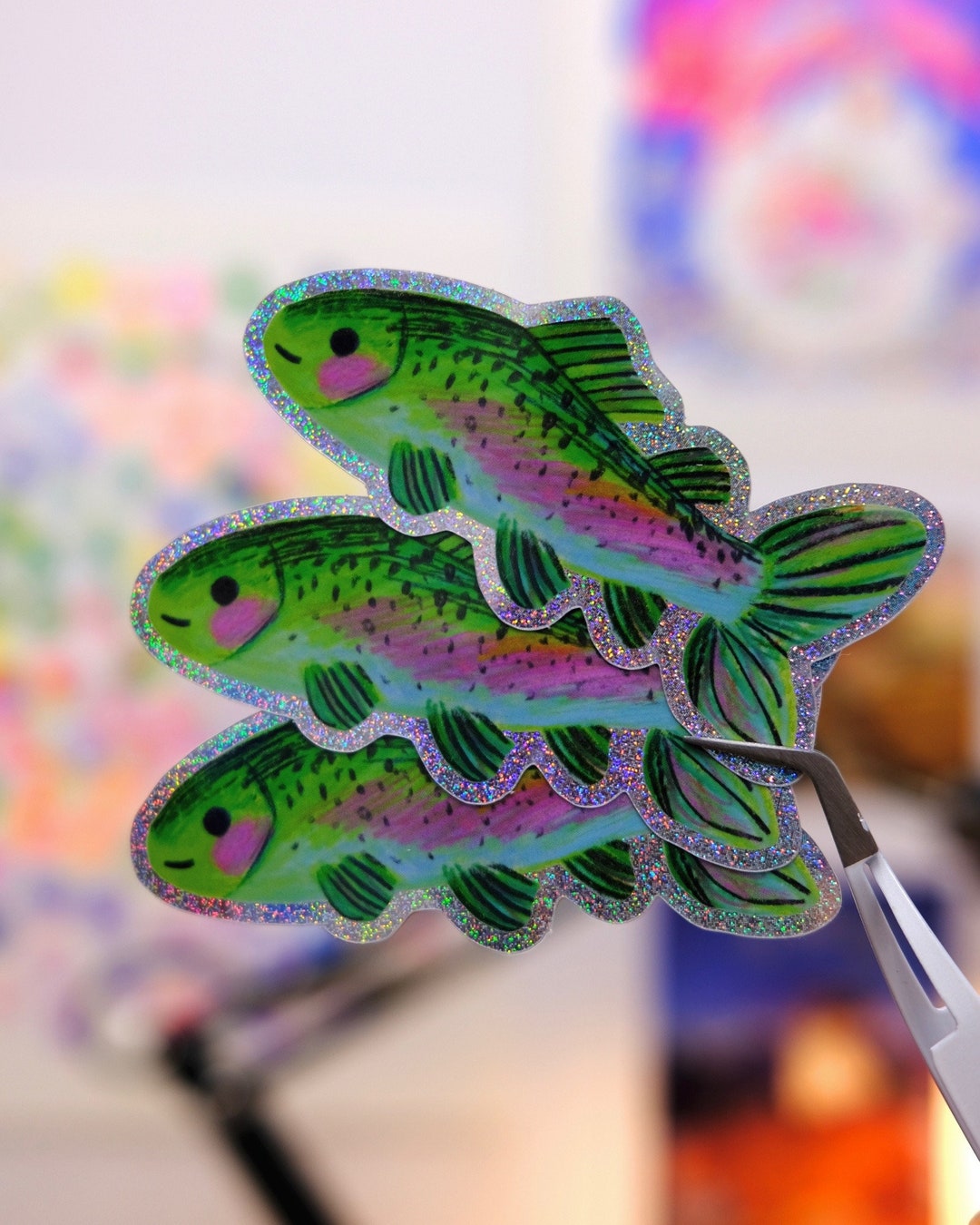 Rainbow Trout Glitter Fish Sticker 3.4" - Etsy