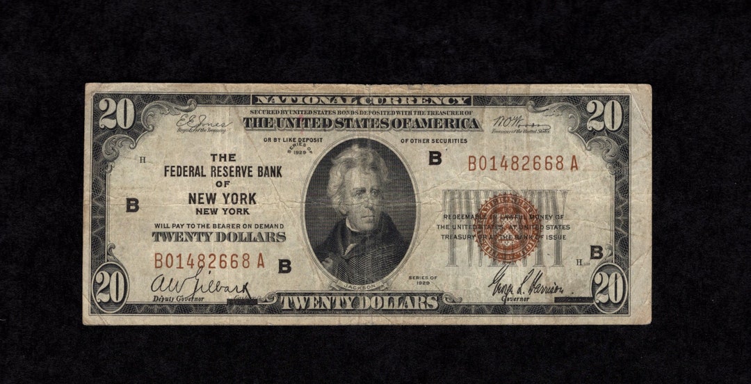 20 Dollar 1929 FRBN of New York Federal Reserve Bank Note - Etsy