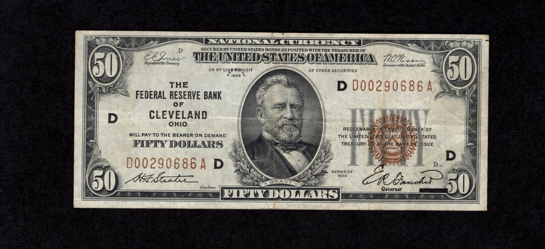 50 Dollar 1929 FRBN of Cleveland, OH - Federal Reserve Bank Note ...