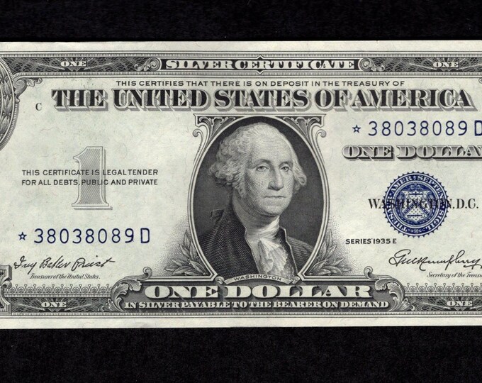 Star Note - 1 Dollar 1935E Silver Certificate Star - Authentic ...