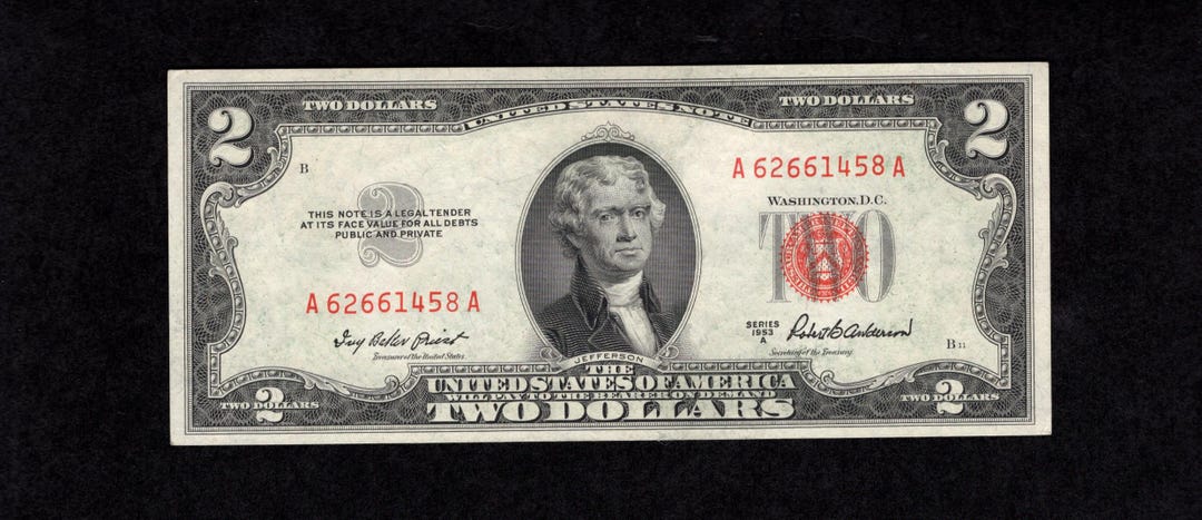2 Dollar 1953A Legal Tender - USN - United States Note - Authentic ...