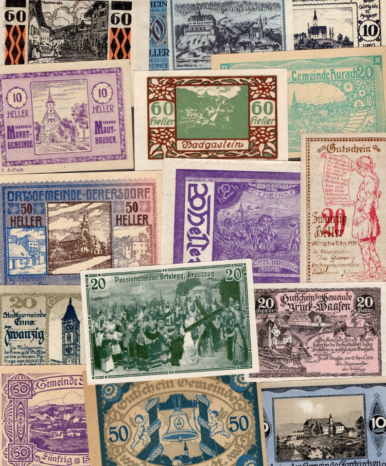 Pack of 15 Different Notgeld - Austria - Emergency Money - WWI - 1920 ...