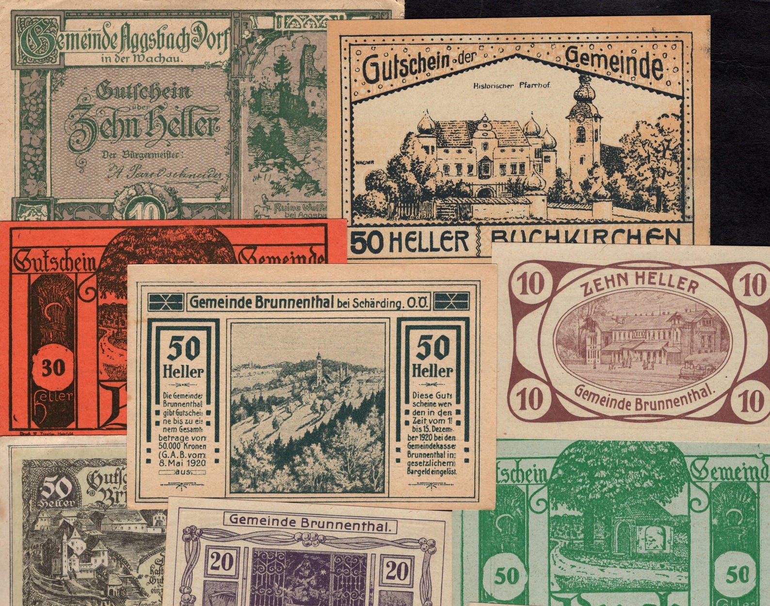Pack of 15 Different Notgeld - Austria - Emergency Money - WWI - 1920 ...