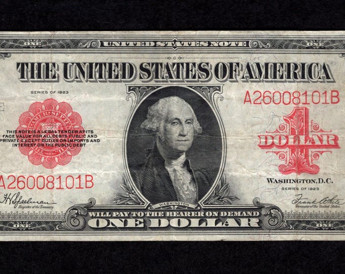 1 Dollar 1923 Legal Tender - United States Note - Red Seal - USN ...