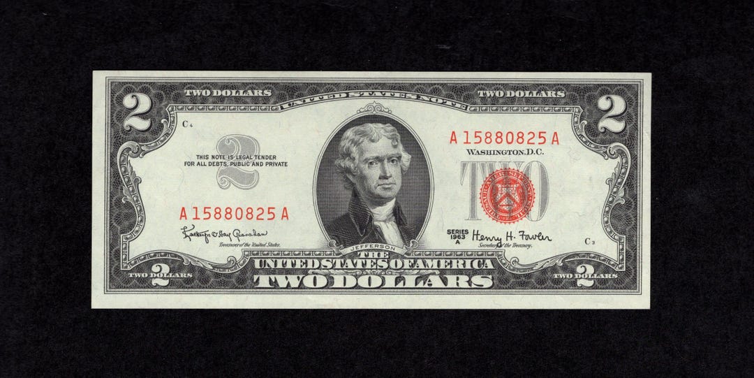 2 Dollar 1963A Legal Tender - USN - United States Note - Authentic ...