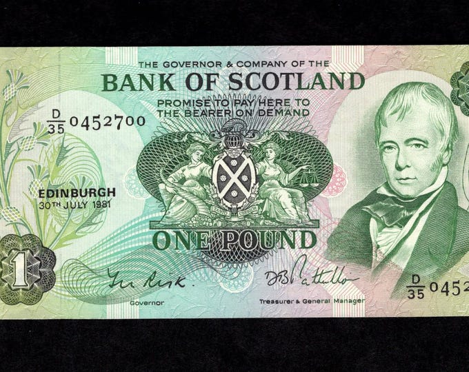 1981 Bank of Scotland 1 Pound Note - Choice Extra Fine Collectible ...
