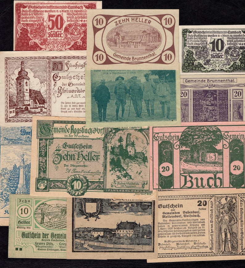 Pack of 15 Different Notgeld - Austria - Emergency Money - WWI - 1920 ...
