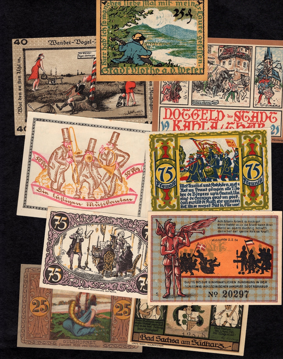 9 Note Music Themed Notgeld Set 1920s German Notgeld Music Theme WWI ...