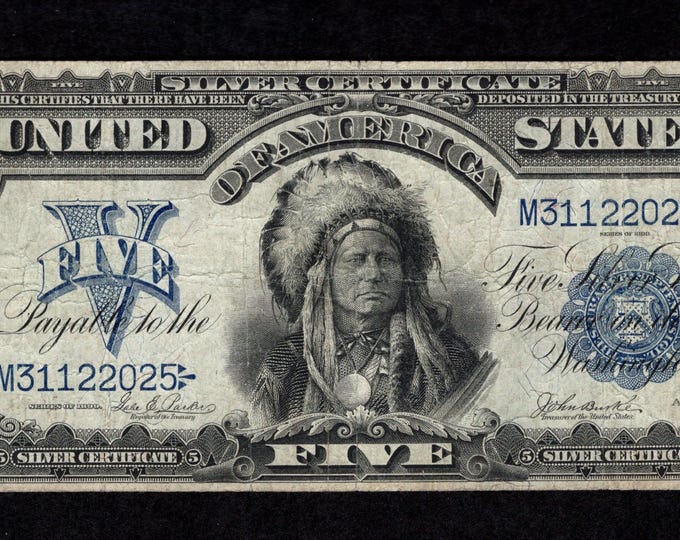 5 Dollar 1899 Silver Certificate Chief - Silver - Chief - Fr 277 ...