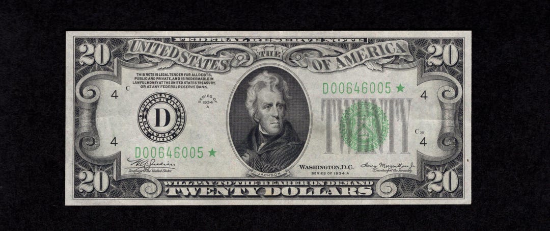 Star Note - 20 Dollar 1934A FRN Star - Cleveland District - Federal ...
