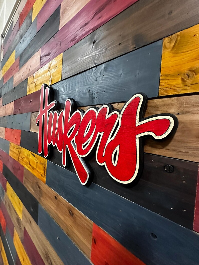 Nebraska Huskers Cursive 3D Wooden Sign - Etsy