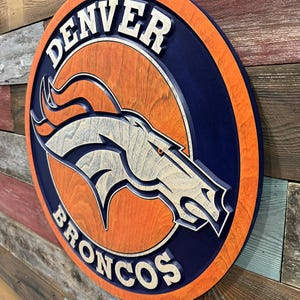Denver Broncos 3D Wood Sign Round - Etsy