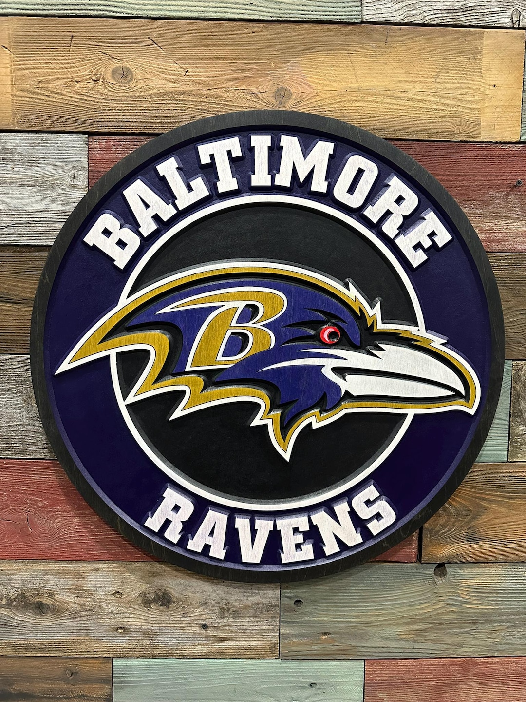 Hand Crafted 3D Wood Baltimore Ravens Sign - Etsy UK