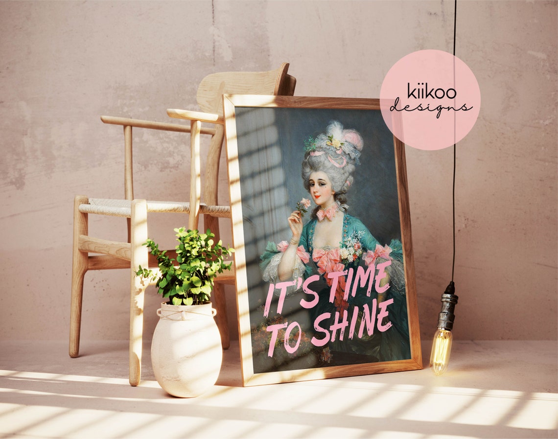 It's Time to Shine Quote Print. Trendy Wall Art Print. Altered Vintage ...