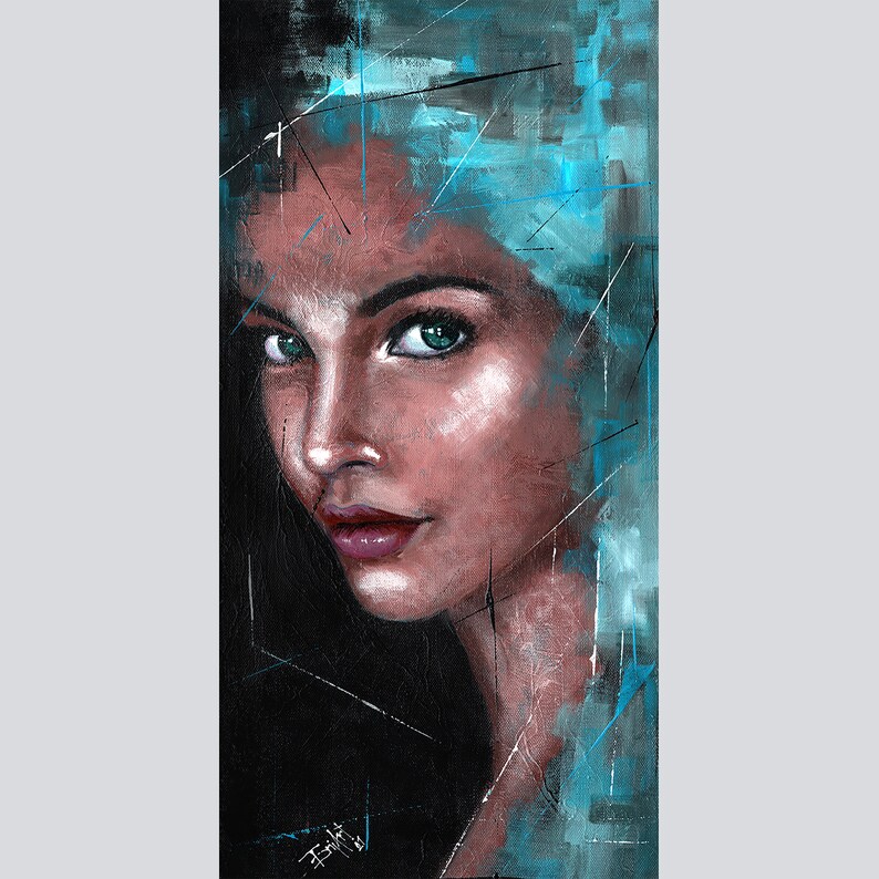 Woman Blue Hair, Woman Modern Art, Abstract Woman Portrait, Woman Art ...