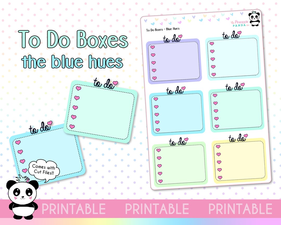 PRINTABLE to Do Boxes Blue Hobo Weeks Hobonichi Erin Condren Happy ...