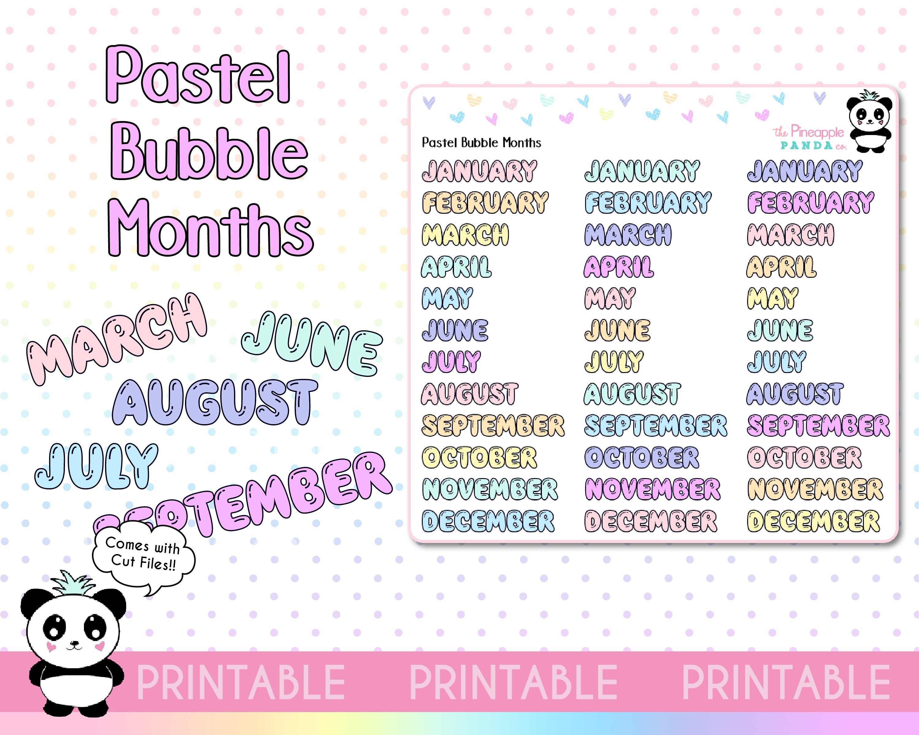PRINTABLE Pastel Bubble Months Weekly Planner Stickers | Etsy