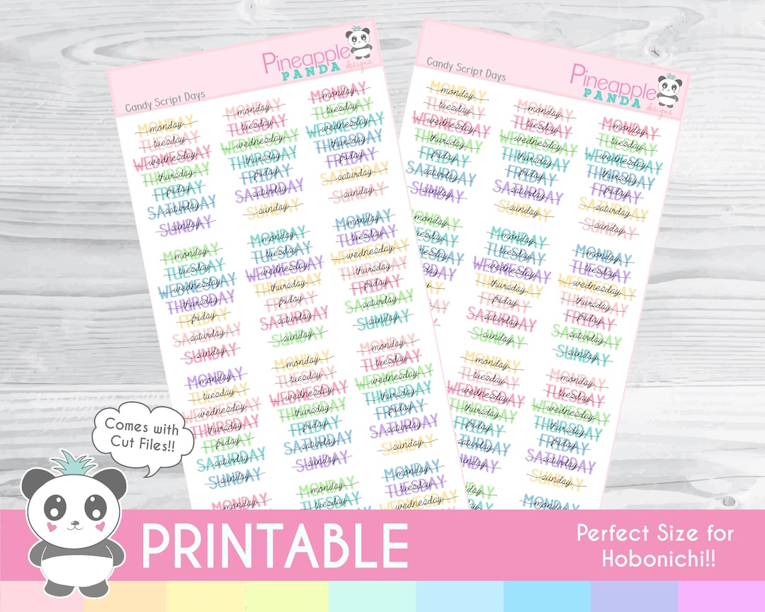 Adorable Candy Days of the Week Words - Printable Planner Stickers ...
