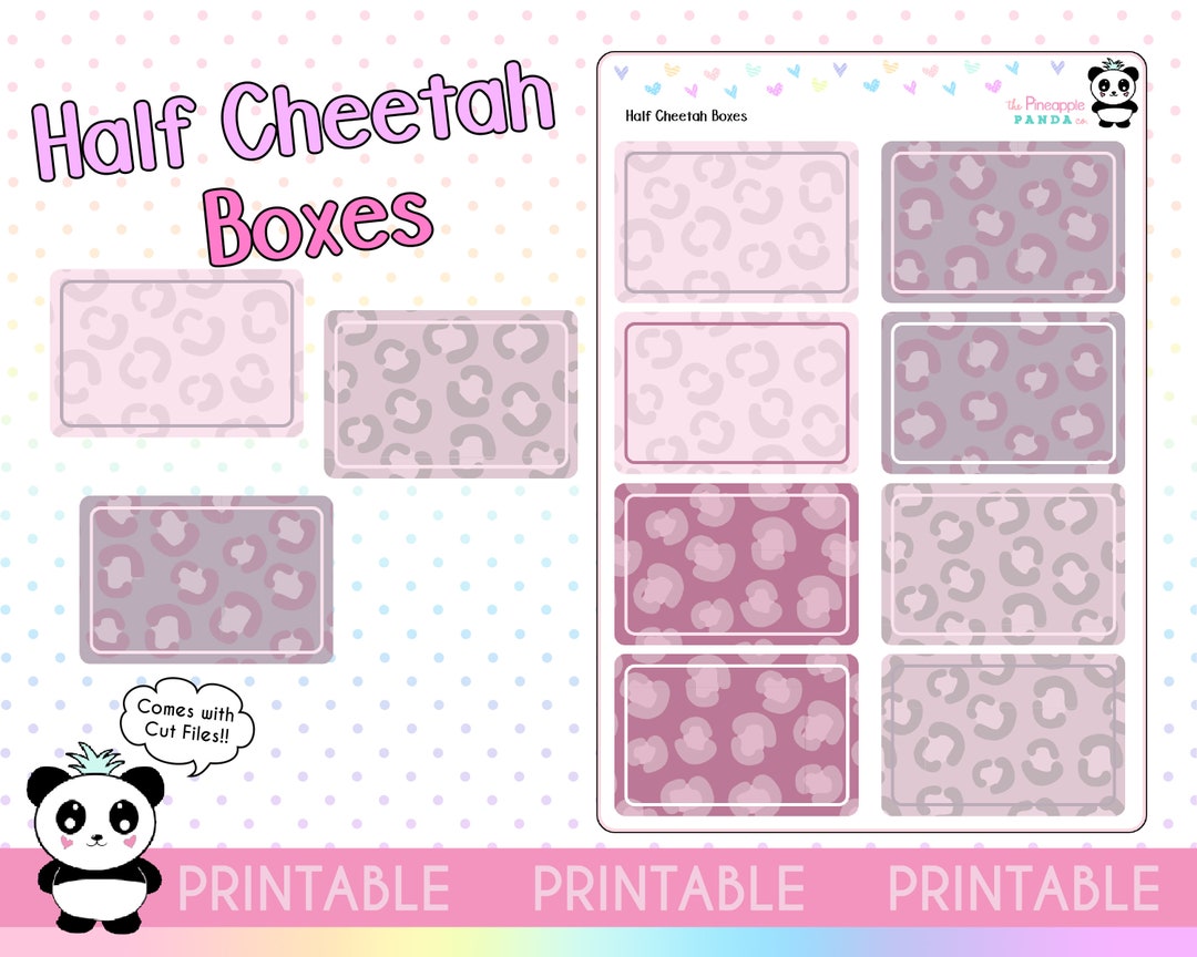 PRINTABLE Cheetah Half Boxes - Pink - Hobo Weeks Hobonichi Erin Condren ...